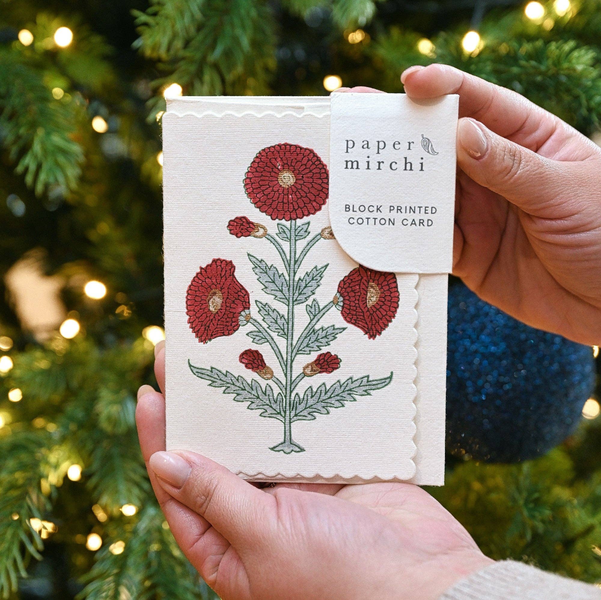 Paper Mirchi - Hand Block Printed Greeting Card - GC Genda Sage – Jack ...